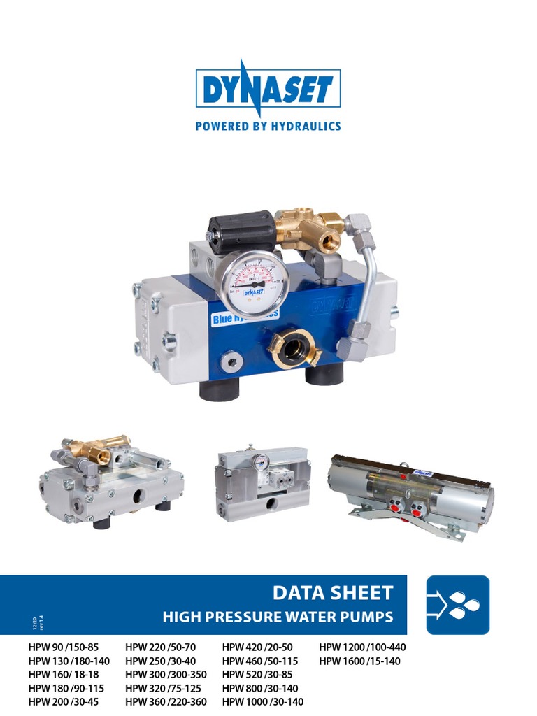 Data Sheet: High Pressure Water Pumps | PDF | Pump | Viscosity