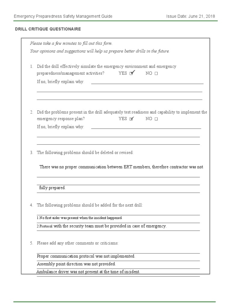 Drill Critique Questionnaire | PDF