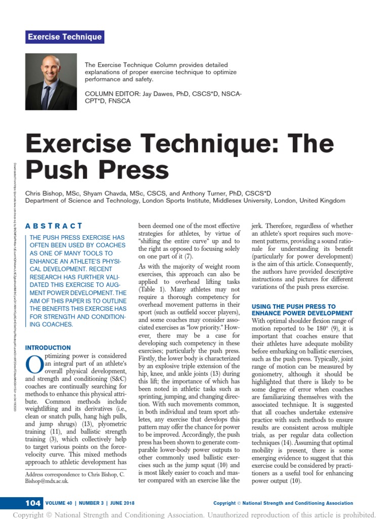 Exercise Technique The Push Press 11 Pdf Strength Training Weight