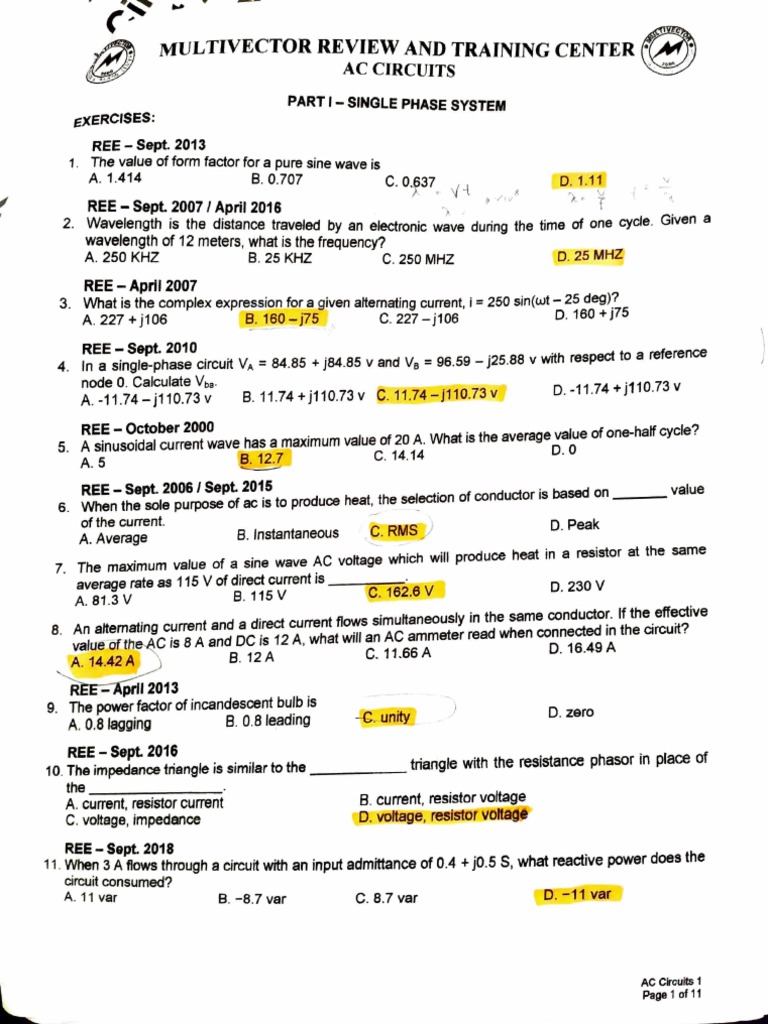 Multivector AC Circuit Exercises | PDF | Series And Parallel Circuits ...