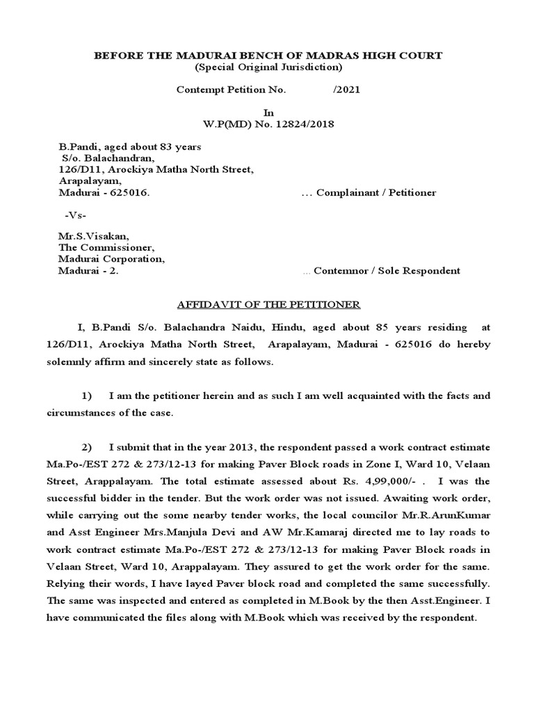 Court Contempt Petition | PDF | Contempt Of Court | Constitutional Law