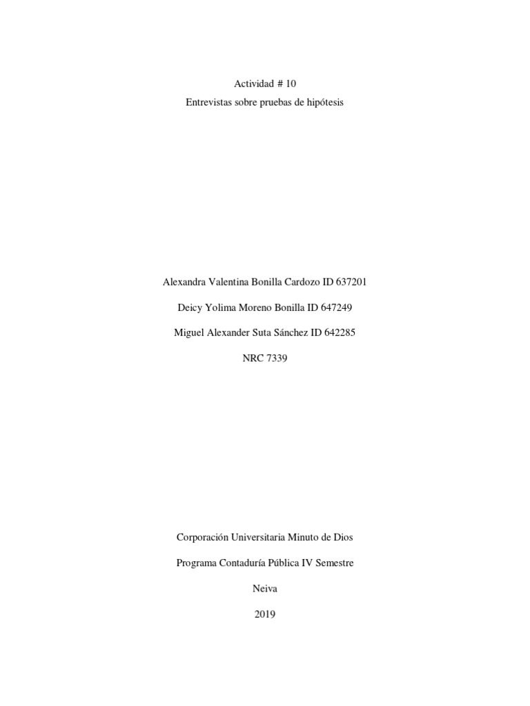 Entrevistas sobre Pruebas de Hipótesis | PDF | Hipótesis | Prueba de ...
