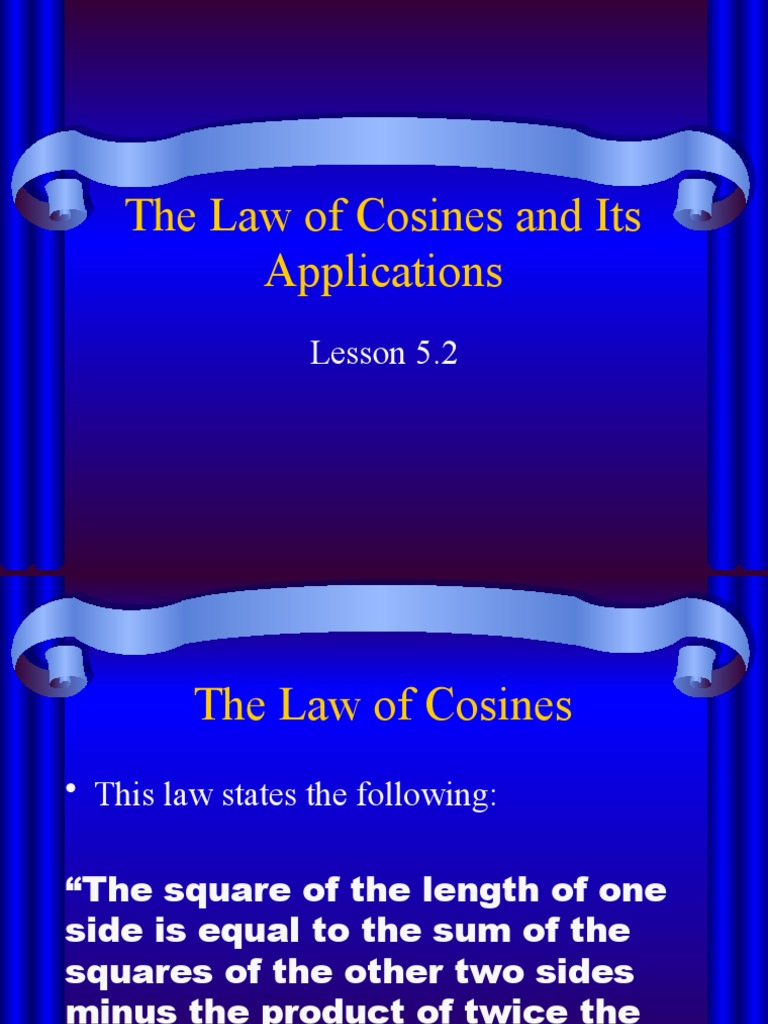 The Law of Cosines and Its Applications | PDF | Teaching Methods ...
