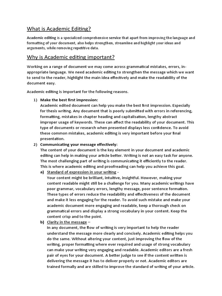 What Is Academic Editing | PDF | Editing | Copy Editing