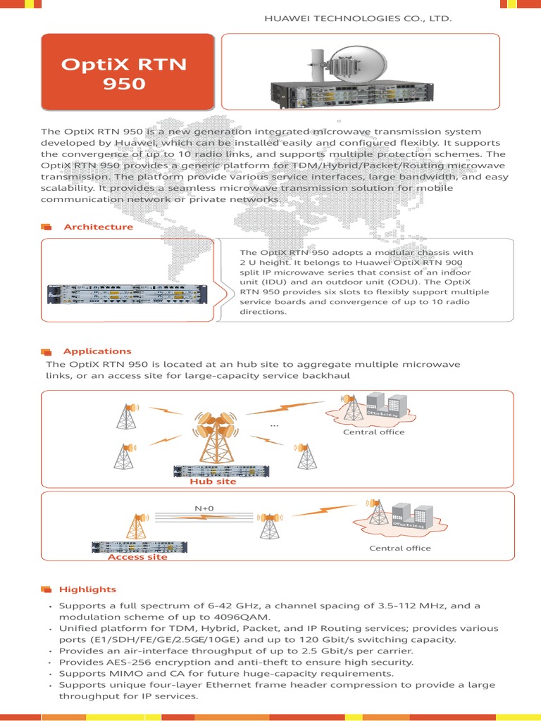 Huawei OptiX RTN 950 Microwave System | PDF | Computer Network | Ethernet