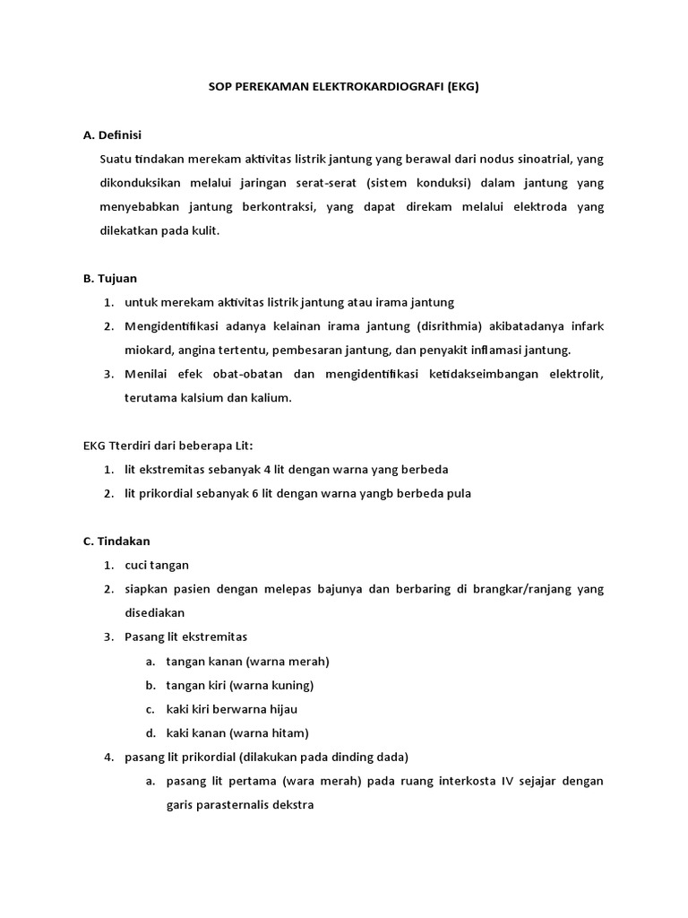 Sop Perekaman Ekg | PDF