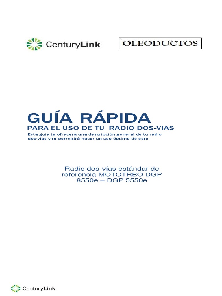 Guía rápida para radio Motorola DGP 8550e | PDF | Radio | Bluetooth