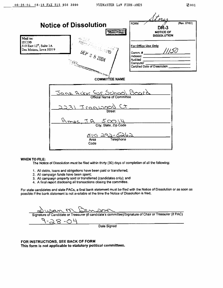 Notice of Dissolution Form Guide | PDF | Political Action Committee ...