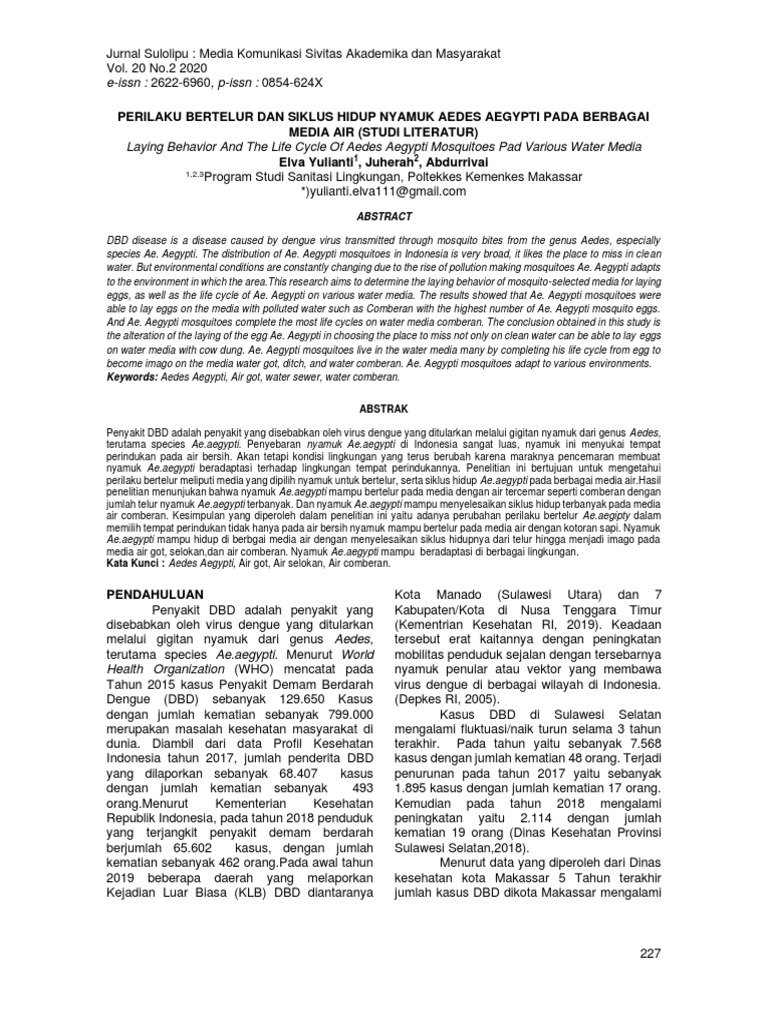 Jurnal DBD | PDF | Mosquito | Insects And Humans