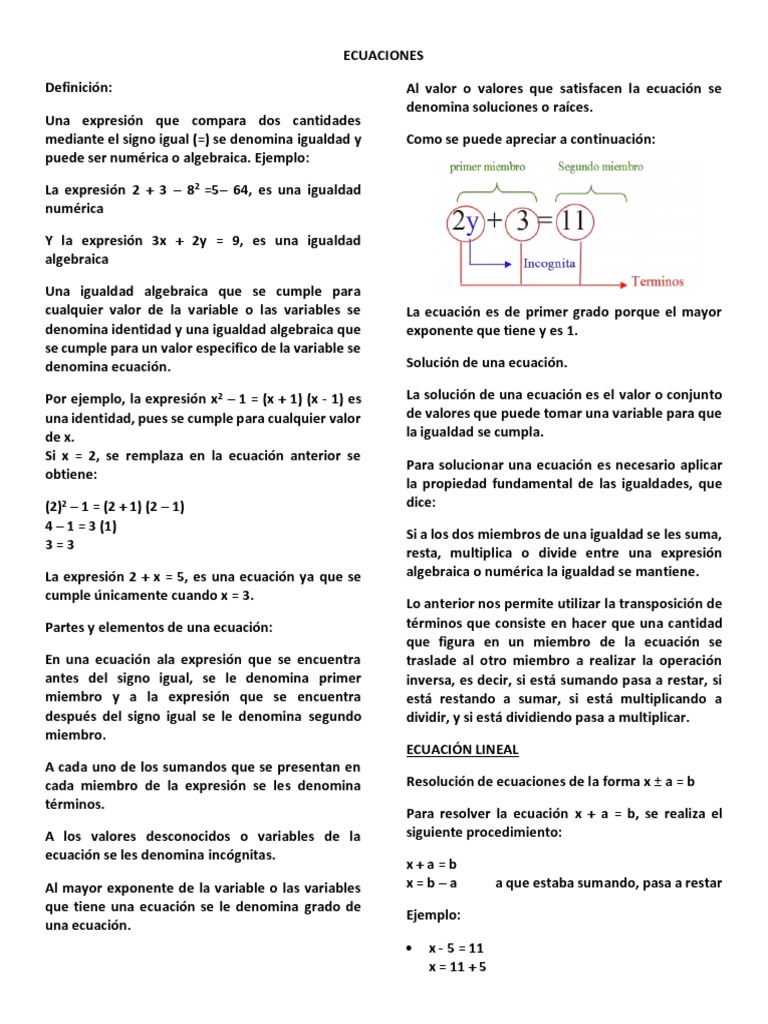 Ecuaciones Lineales y Cuadraticas PDF | PDF | Sistema de ecuaciones ...