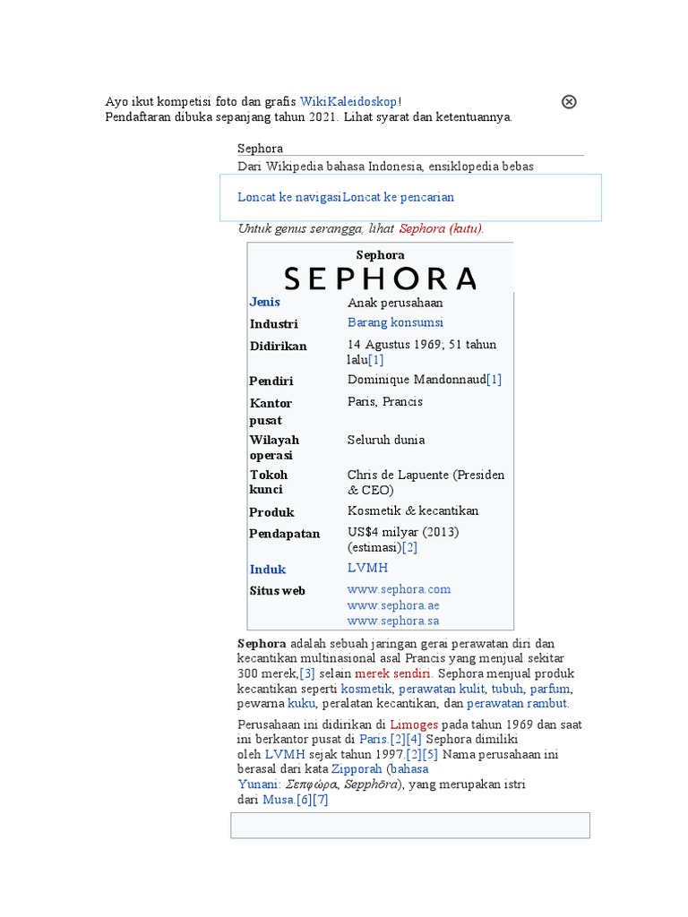Sejarah dan Operasi Sephora Global | PDF