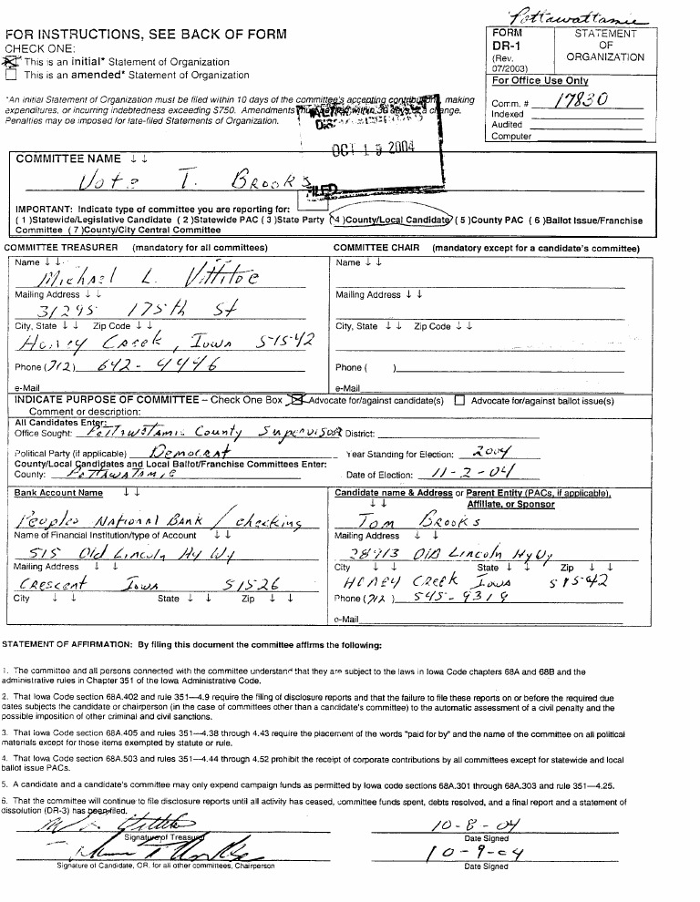 For Instructions - See Sack of Form DR-1 | PDF | Political Action ...