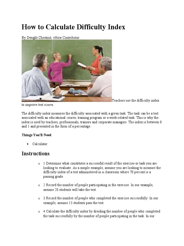 How To Calculate Difficulty Index | PDF