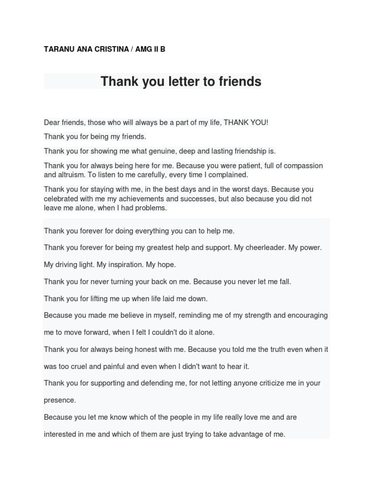 Thank You Letter | PDF