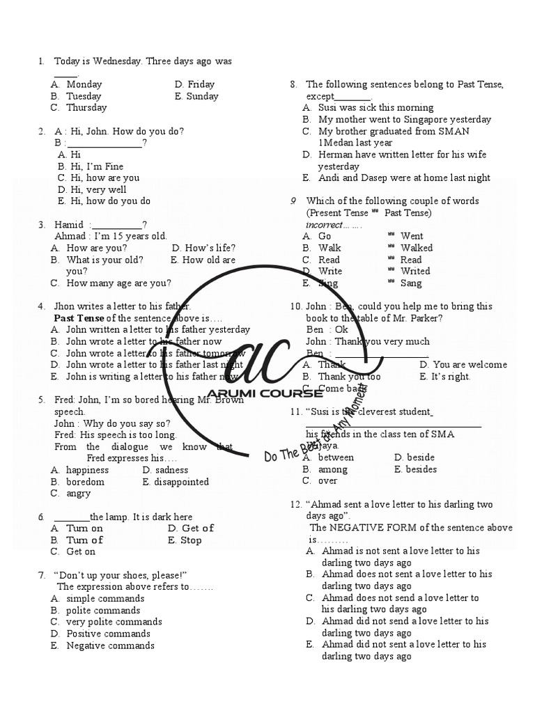 English Grammar Quiz | PDF | Gorilla | Trees