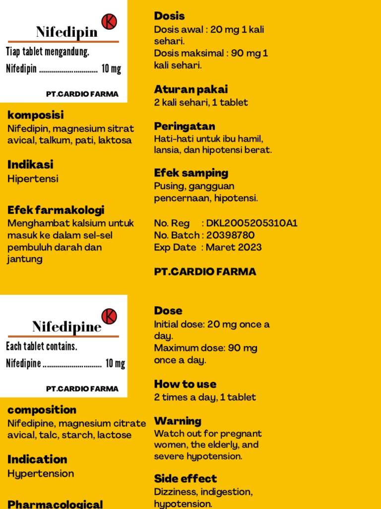 Nifedipin: Tiap Tablet Mengandung. Nifedipin ...