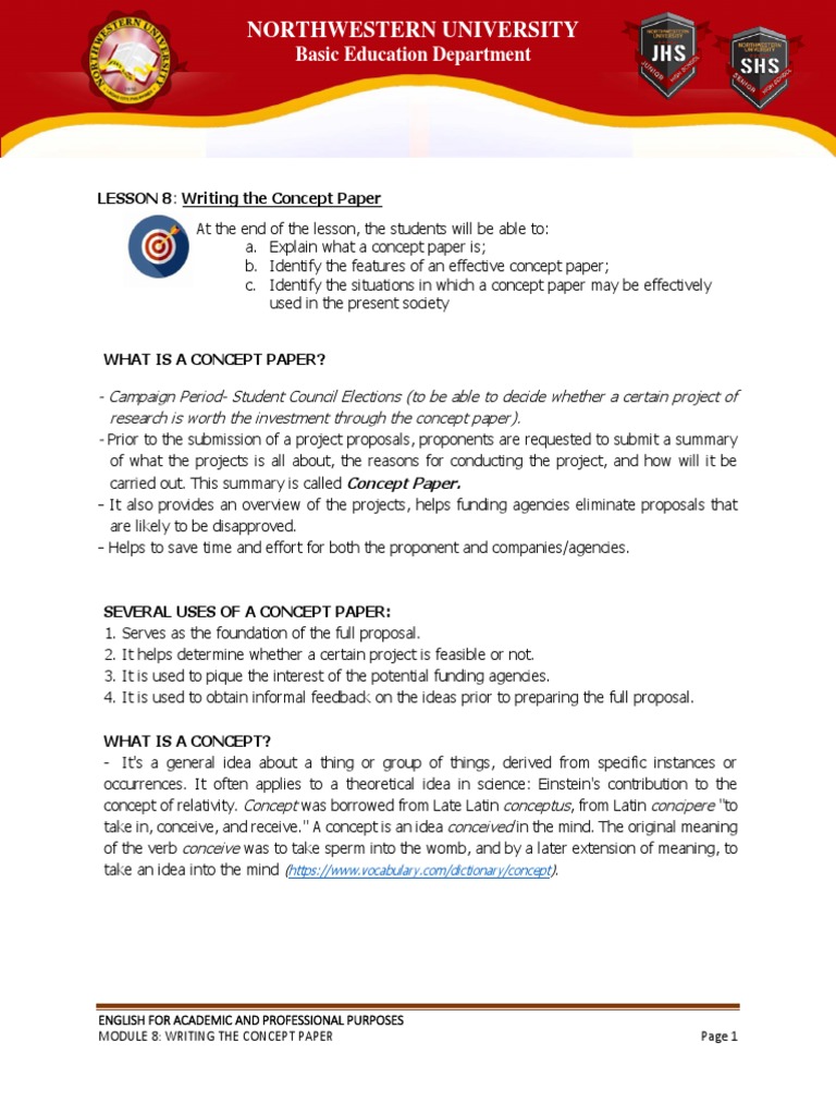 Lesson 8 Writing The Concept Paper-1 | PDF | Concept | Definition
