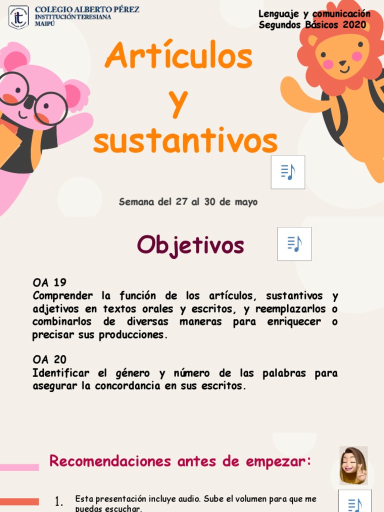 Artículos y Sustantivos 27 Al 30 | PDF | Sustantivo | Morfología