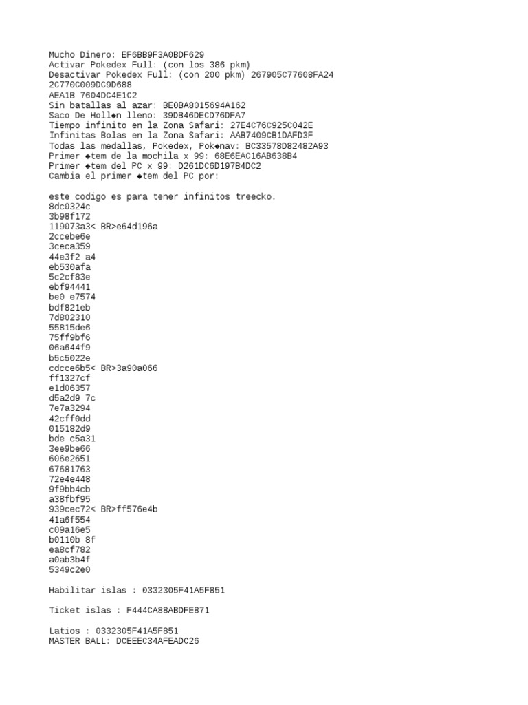 Codigos Pokemon | Download Free PDF | Pokémon | Nintendo Franchises