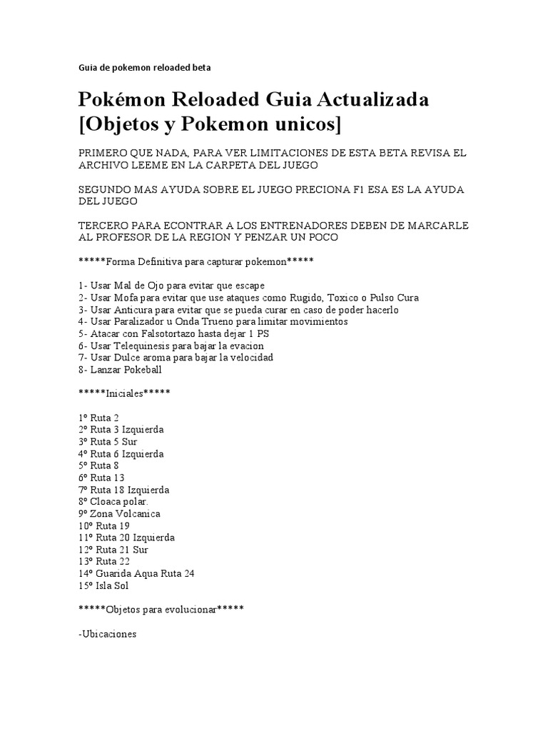 Guía Completa Pokémon Reloaded Beta | PDF | Science | Astronomía