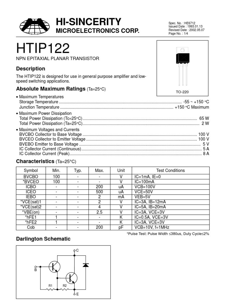 TIP122 | Bipolar Junction Transistor | Transistor