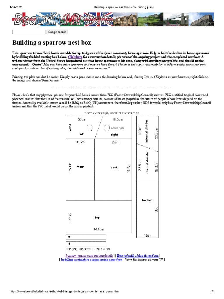 Sparrow Terrace Nest Box Plans | PDF