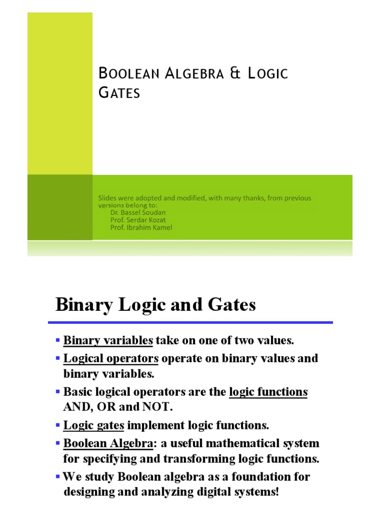 B A & L G: Oolean Lgebra Ogic Ates | PDF | Integrated Circuit | Logic Gate