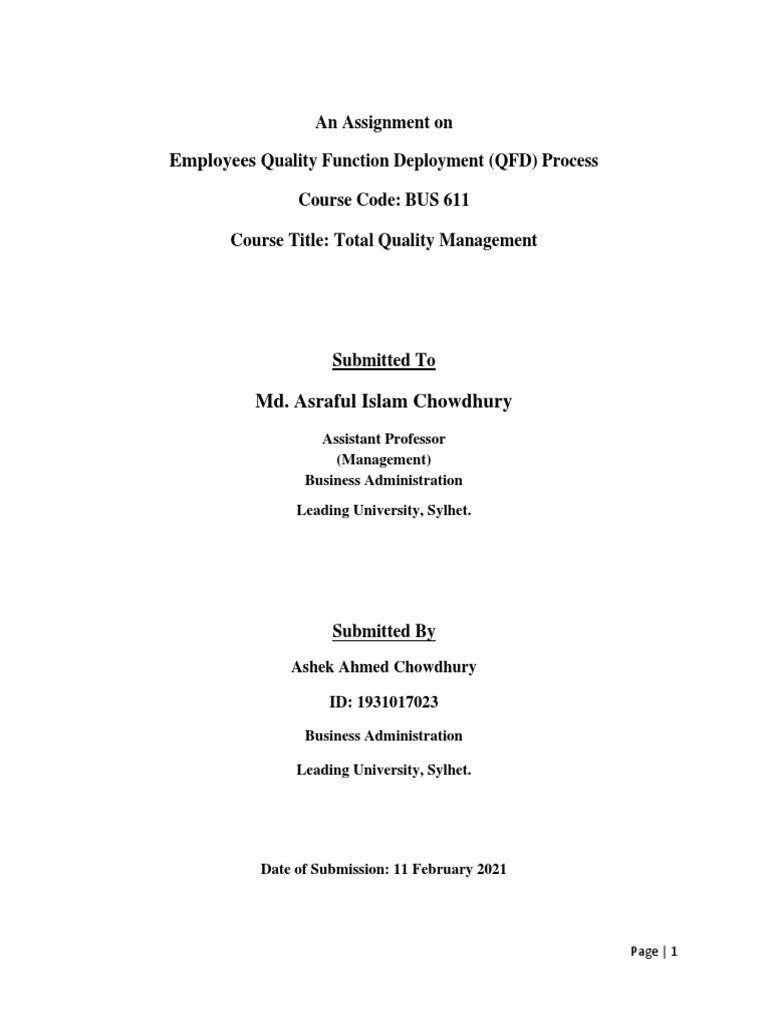 Employees Quality Function Deployment (QFD) Process | PDF | Matrix (Mathematics) | Quality ...
