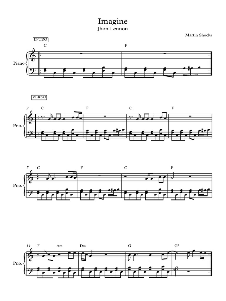 Imagine - Jhon Lennon (MI Acordes y Ritmo - MD Melodía) | PDF