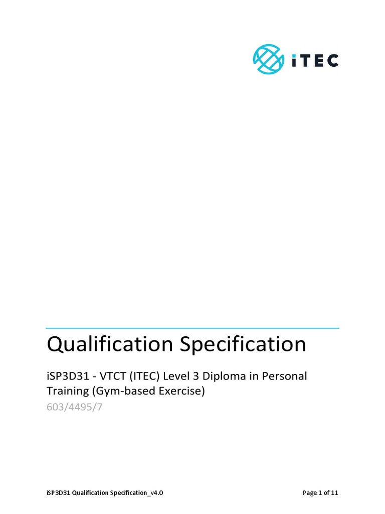 Qualification Specification: iSP3D31 - VTCT (ITEC) Level 3 Diploma in ...