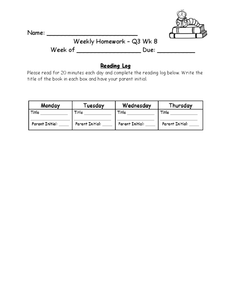 Name: - Weekly Homework - Q3 WK 8 Week of - Due | PDF | Teaching ...
