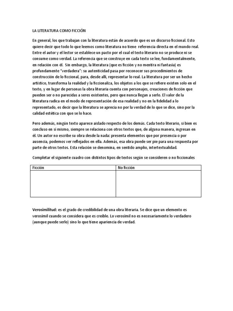 La literatura como discurso ficcional: representación de la realidad a ...