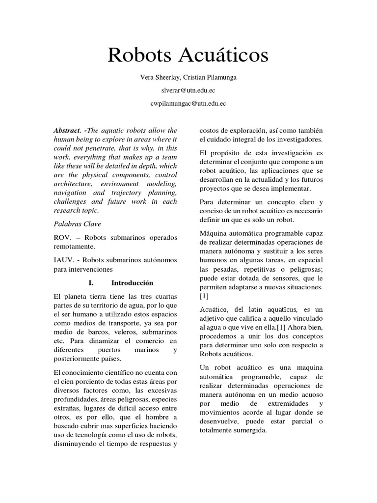 Robots Acuaticos | PDF | Robot | Robótica