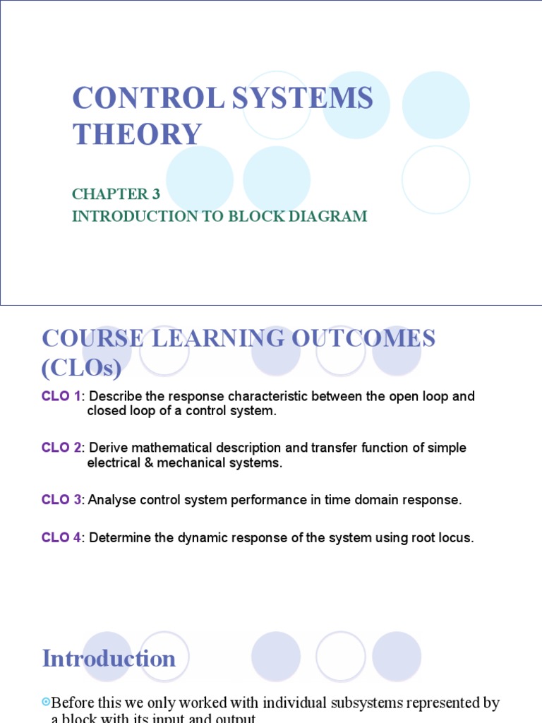 Control Systems Theory: Introduction To Block Diagram | PDF | Applied ...