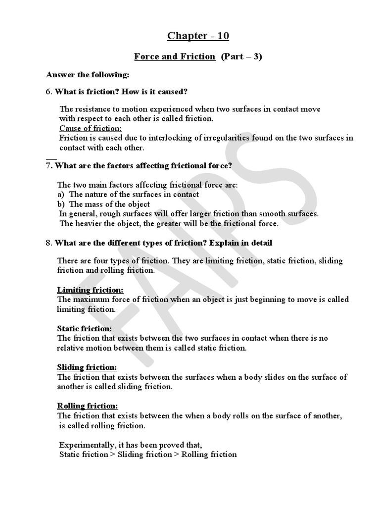 Chapter - 10: Force and Friction (Part - 3) | PDF | Science & Mathematics