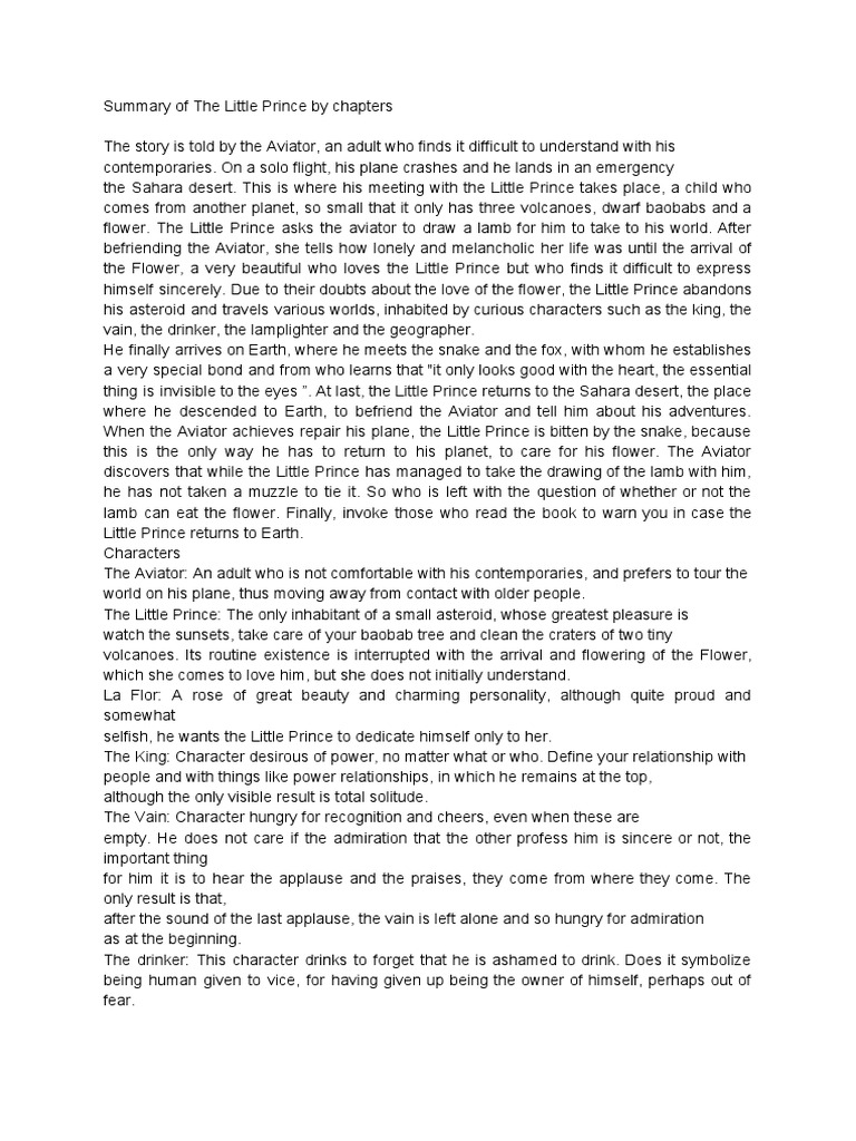 Summary of The Little Prince by Chapters | PDF | The Little Prince