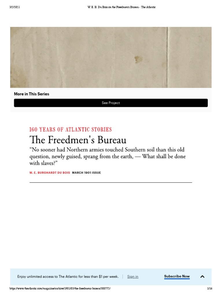 Du Bois on the Freedmen's Bureau | PDF | Reconstruction Era | Racism