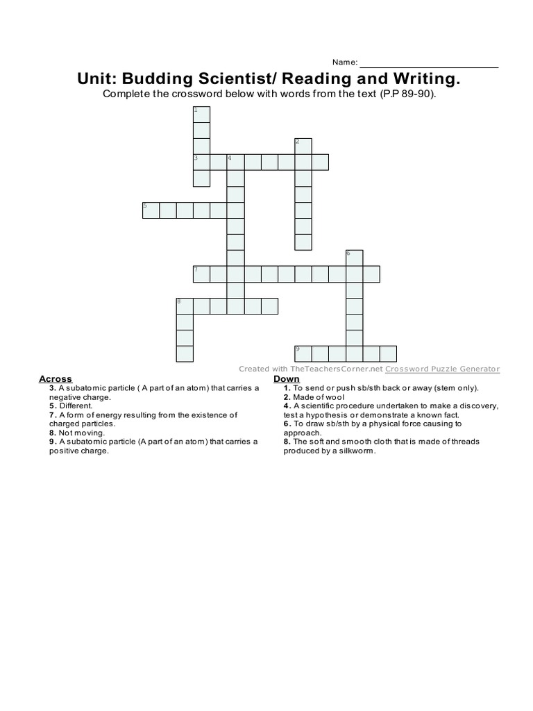 Subatomic Particle Crossword Puzzle | PDF