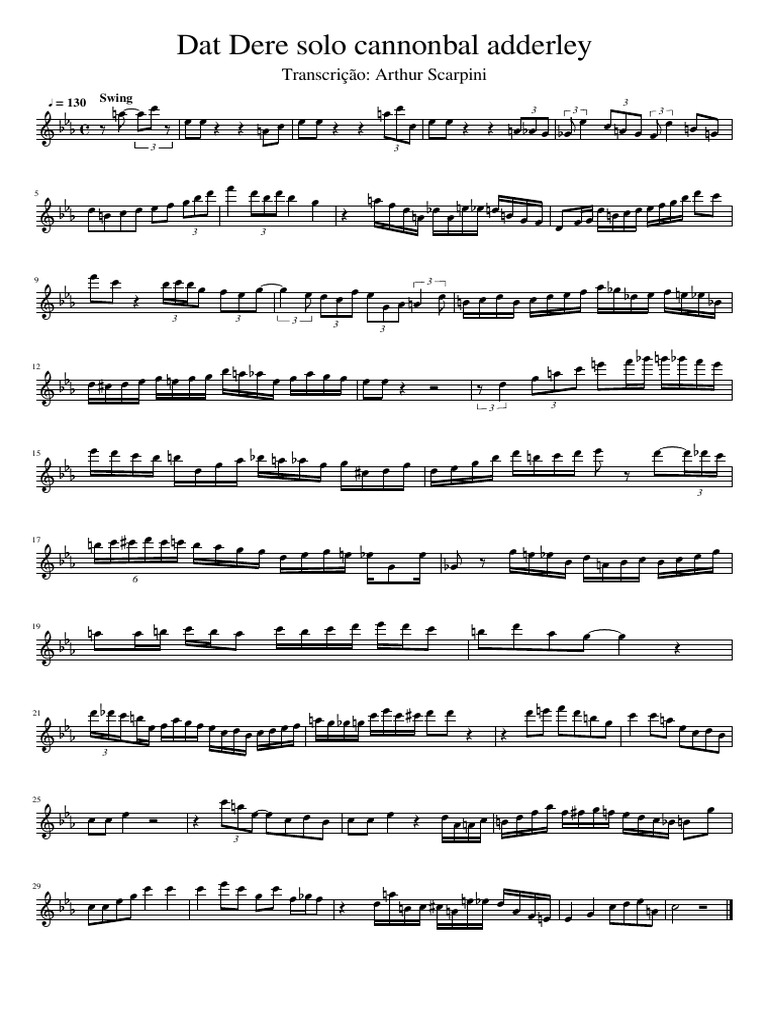 Transcription, Cannonbal Adderley Solo - Dat Dere | PDF