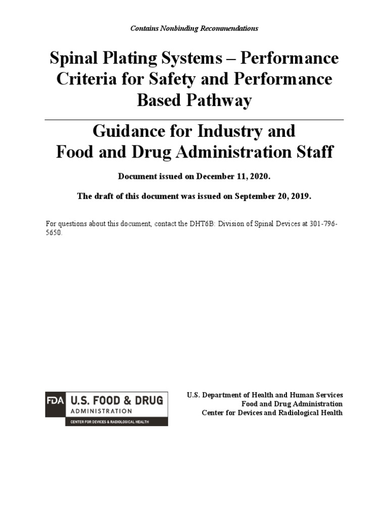 Spinal Plating Performance Criteria Guidance | PDF | Federal Food ...
