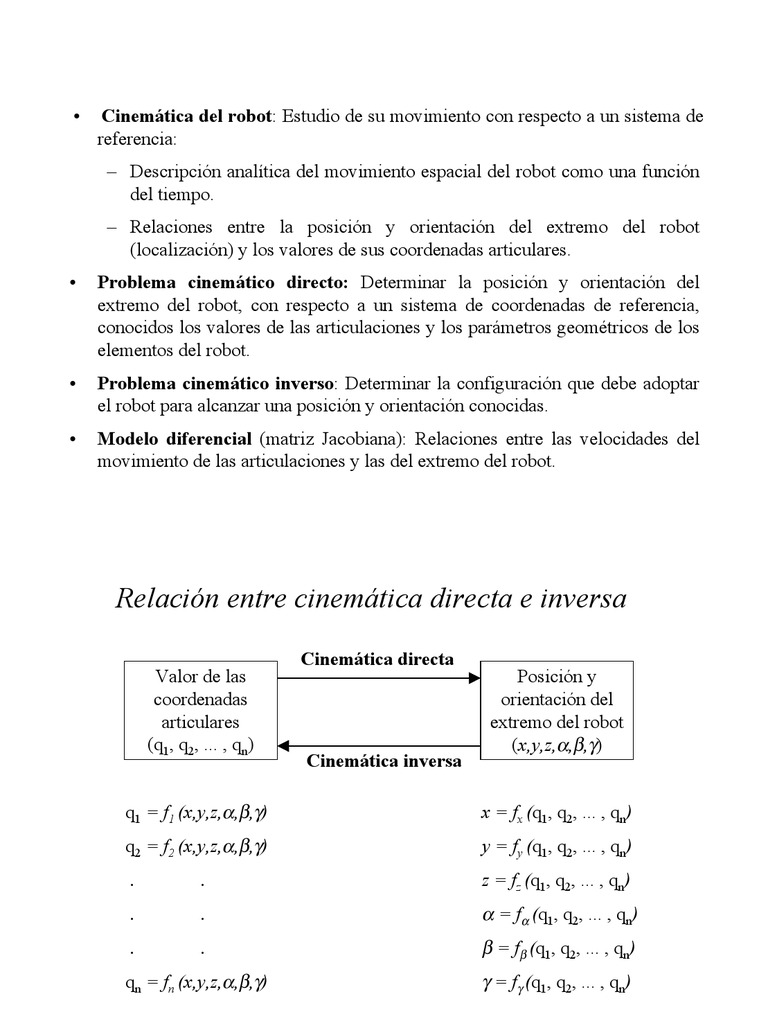 Cinematica Del Robot | PDF | Rotación | Cinemática
