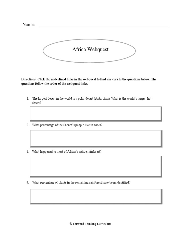 Exploring Africa Webquest | PDF