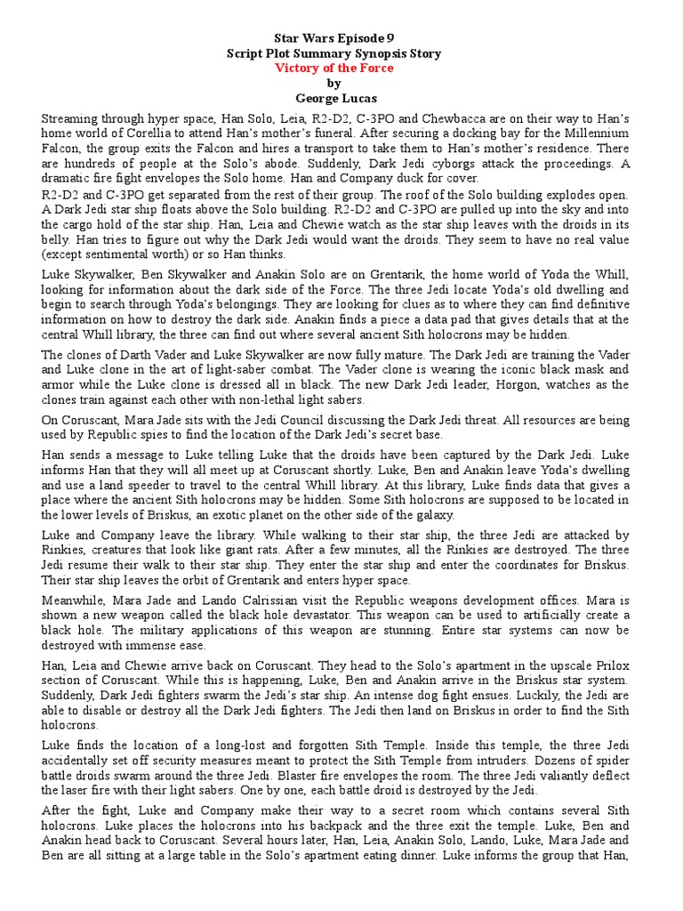 Star Wars Episode 9 Victory of The Force | PDF | Luke Skywalker | Jedi