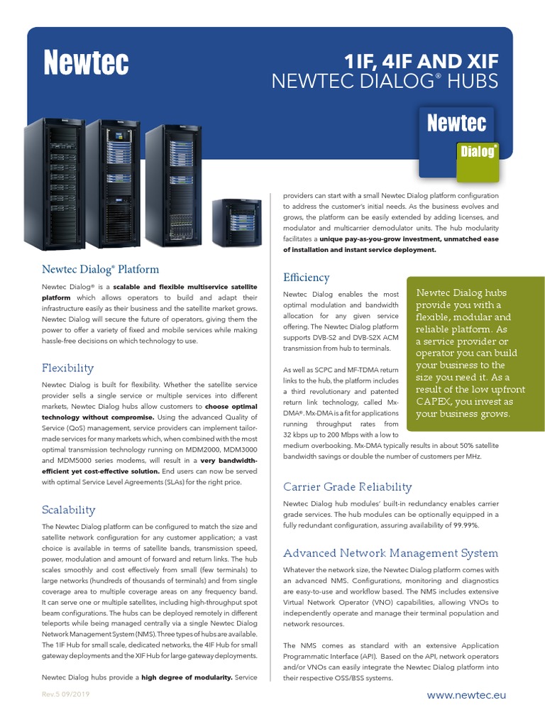 Newtec - Leaflet 1IF, 4IF and XIF Newtec Dialog Hubs - 1 | PDF ...