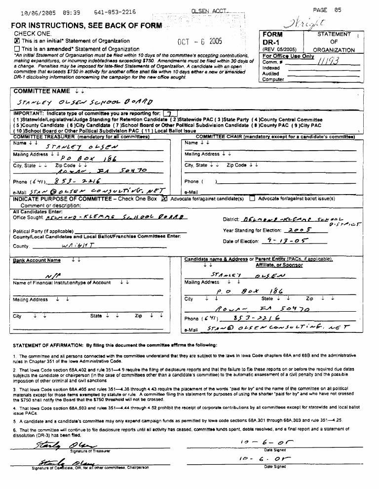 For Instructions, See Back of Form Form: SR Ao Q | PDF | Political ...
