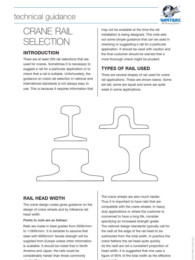 Crane Rail Selection | PDF | Crane (Machine) | Rail Transport