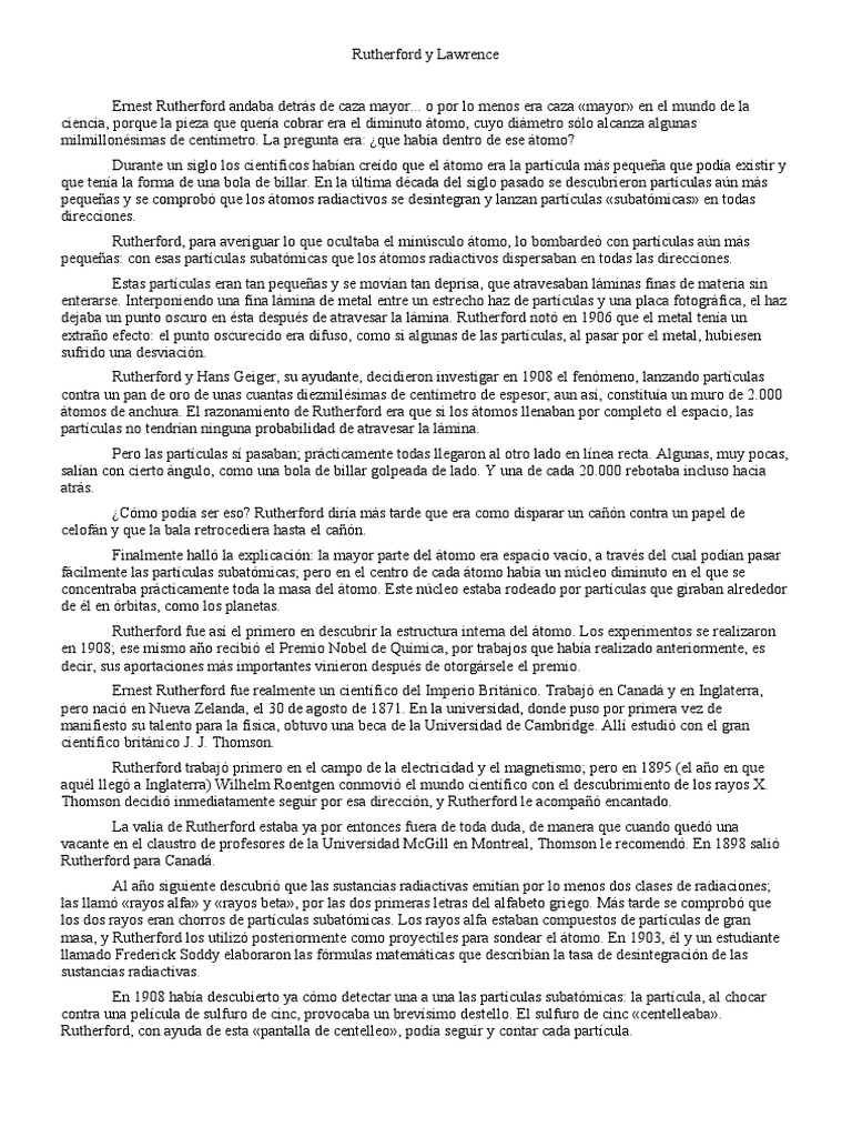 Rutherford y Lawrence | PDF | La energía nuclear | Protón