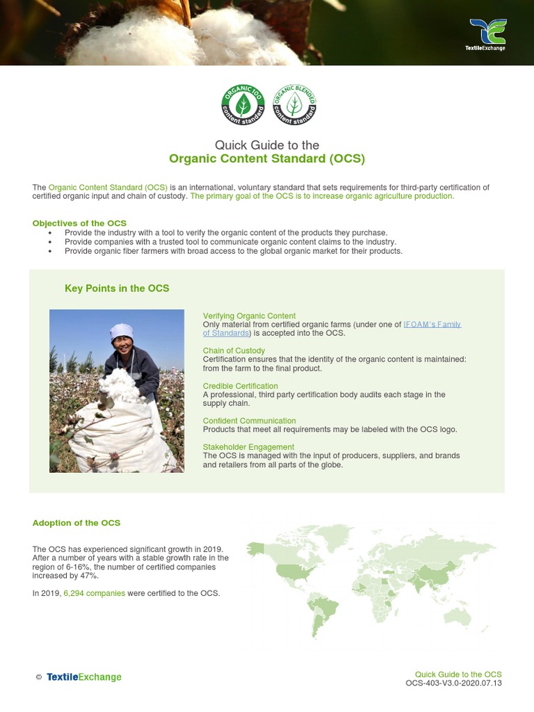 Organic Content Standard (OCS) : Quick Guide To The | PDF | Supply ...