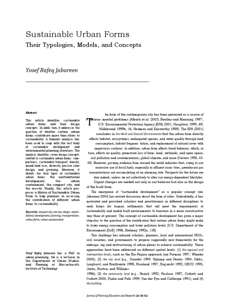 Sustainable Urban Forms | PDF | Sustainability | Natural Environment