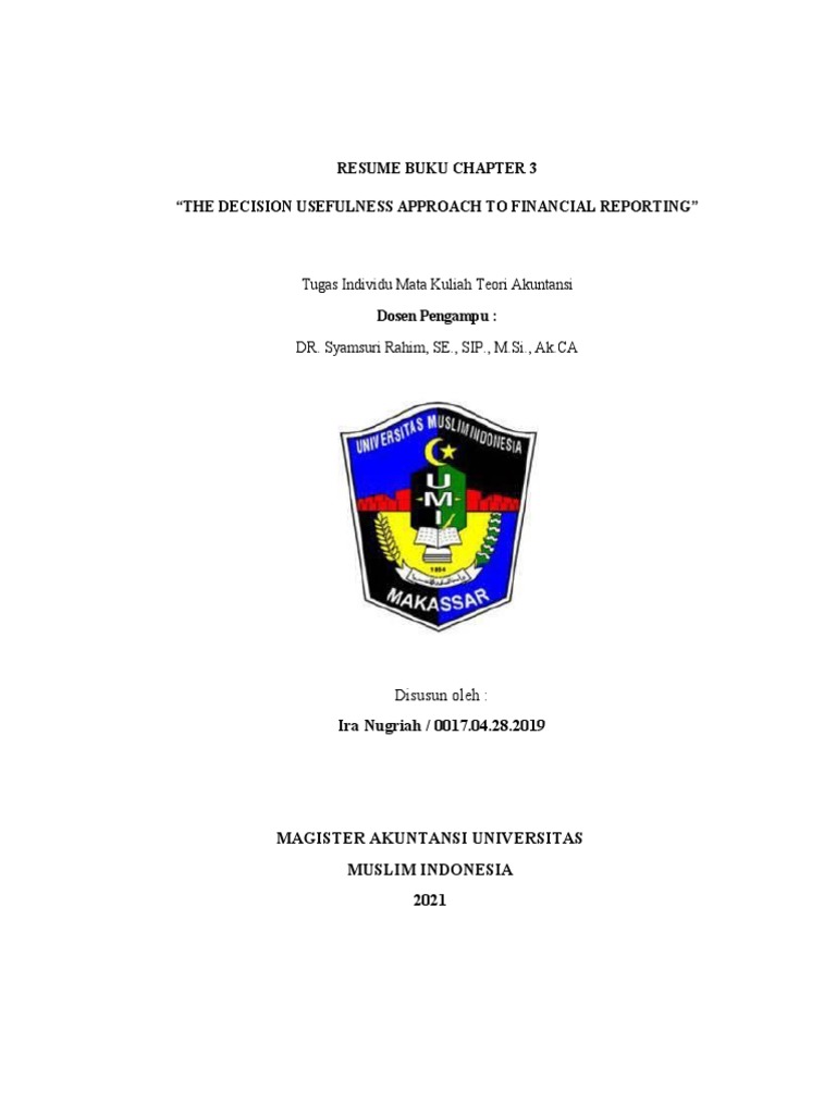 Resume The Decision Usefulness Approach To Financial Reporting PDF
